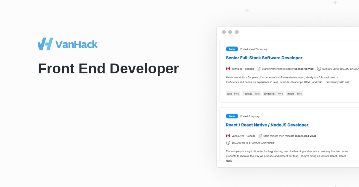 Front End Developer - VanHack